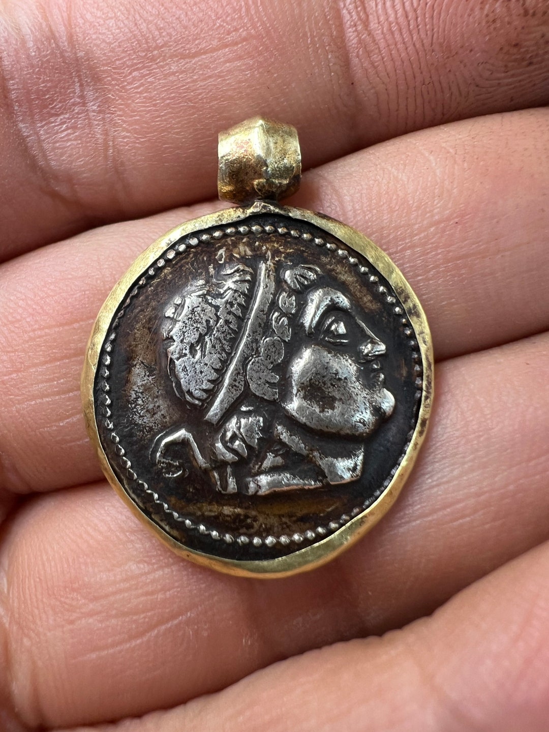 Ancient Beautiful Roman Solid Silver Coin With 18k Gold Pendant - Etsy