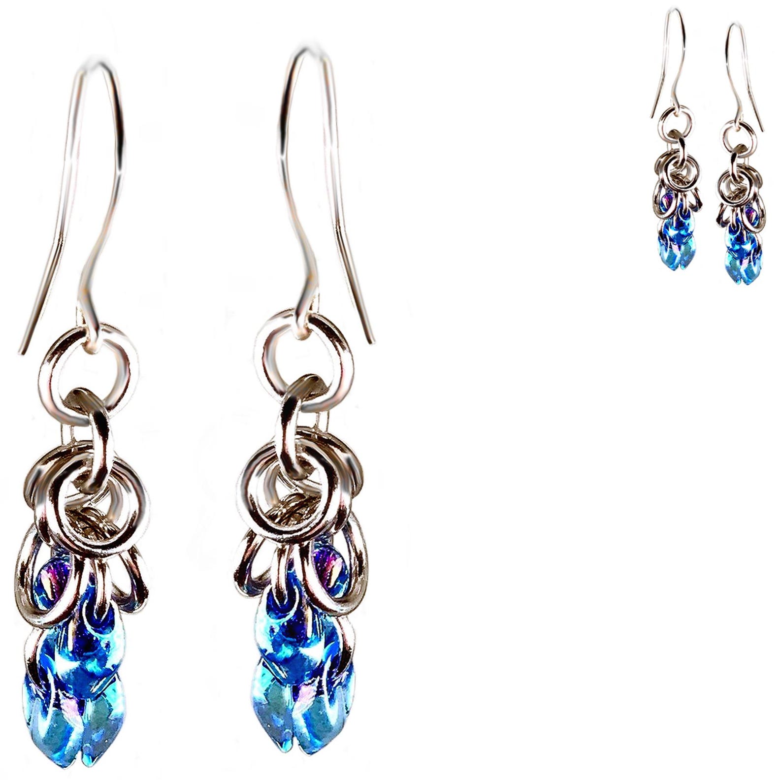 USA | Sterling Silver BLUE Miyuki Long Magatama 4x7mm Glass Beads ...