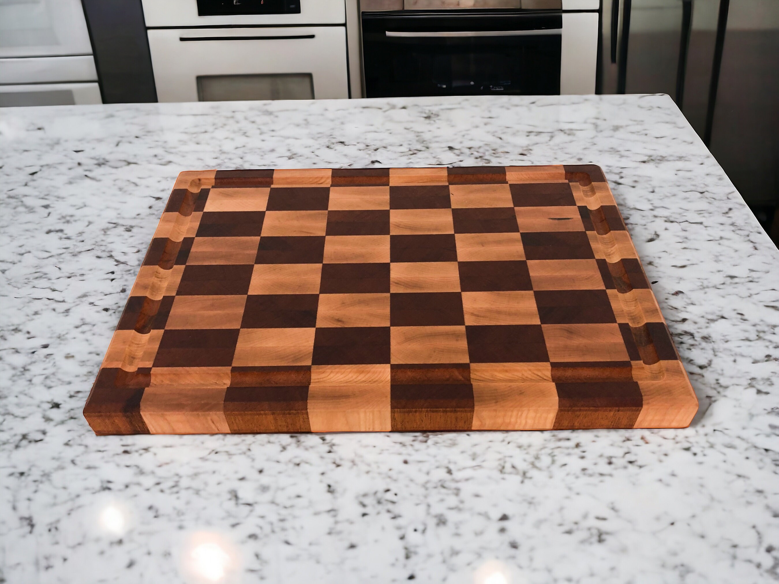 Checkered End Grain Cutting Board Premium Unique Elegant Luxurious ...