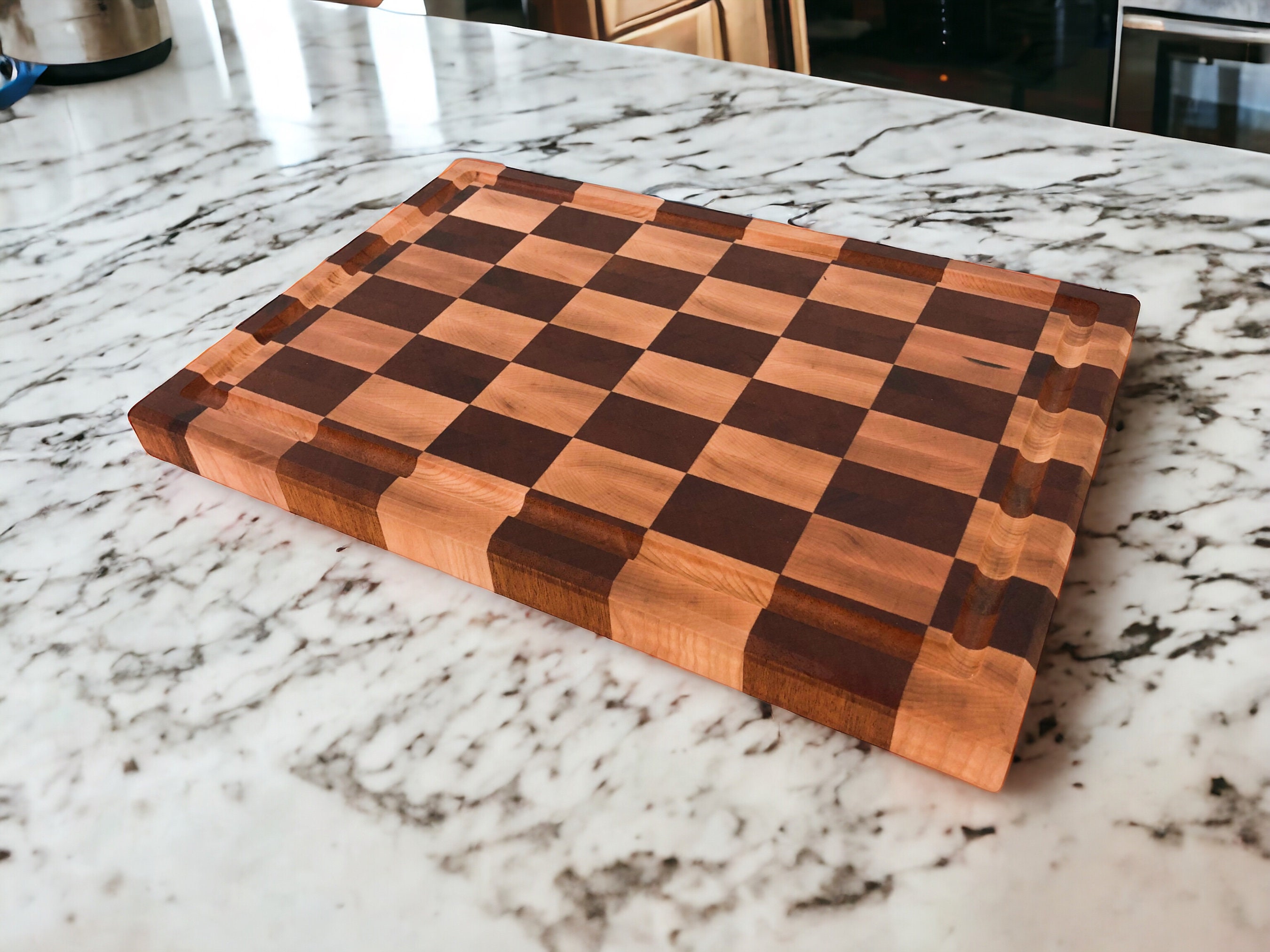 Checkered End Grain Cutting Board Premium Unique Elegant Luxurious ...