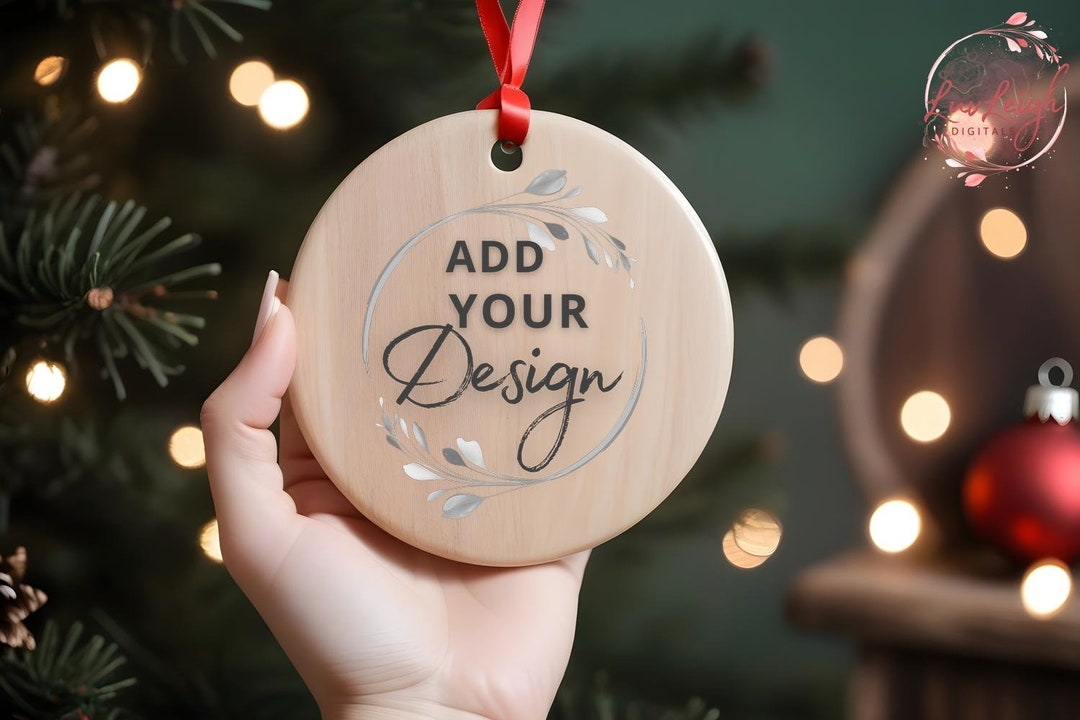 Cute Christmas Ornament Mock-up File Wooden Ornament Mockup - Etsy
