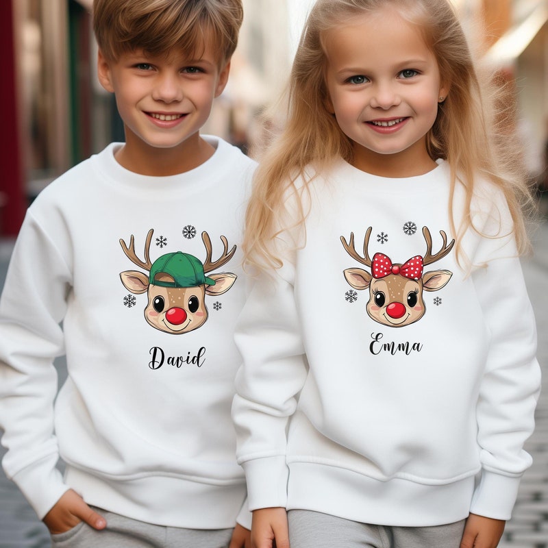 Reindeer Sweatshirt Kids - Etsy