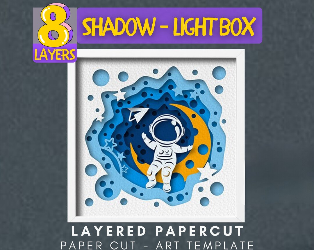 3D Astronaut Space Shadow Box, Layered Paper Cutting File, 3D Layered ...