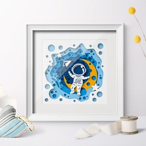 3D Astronaut Space Shadow Box, Layered Paper Cutting File, 3D Layered ...