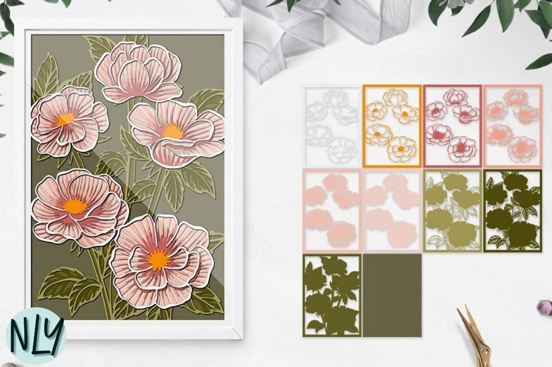 3D Beautiful Flowers Layered Paper Cut Flowers Shadow Box SVG, 3D ...