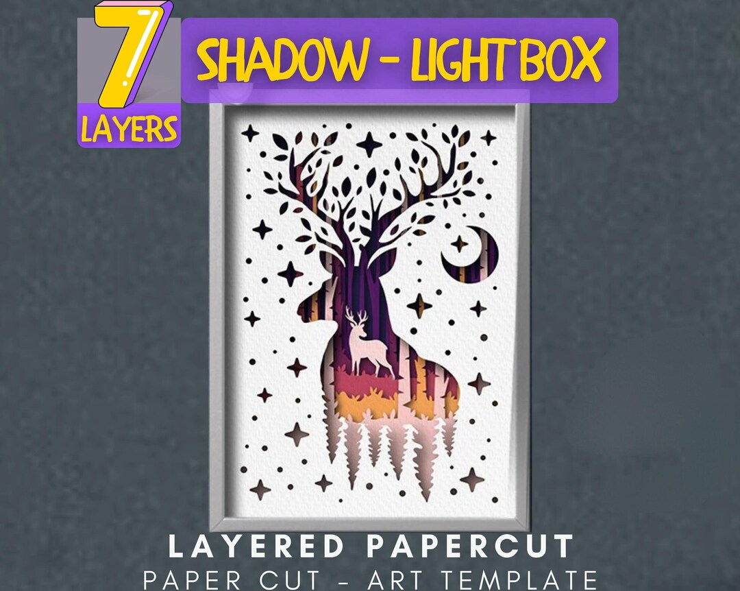 3D Deer Christmas Layered Paper Cutting File Shadow Box, 3D Layered ...