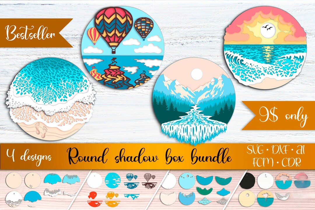BEST SELLER Round Shadow Box Bundle 4 Designs, 3D Multi Layered SVG ...