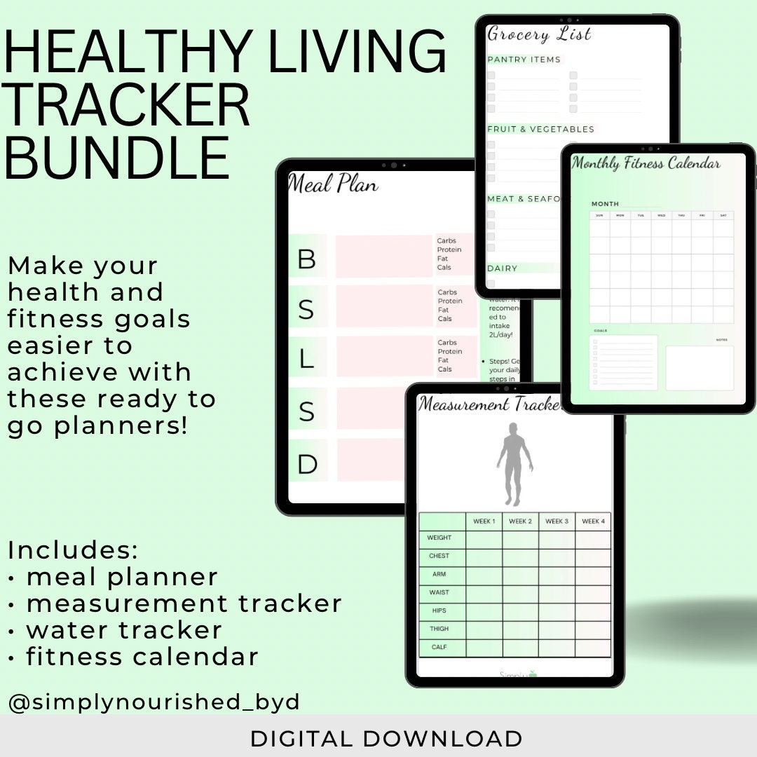 Healthy Living Tracker Bundle Printables - Etsy