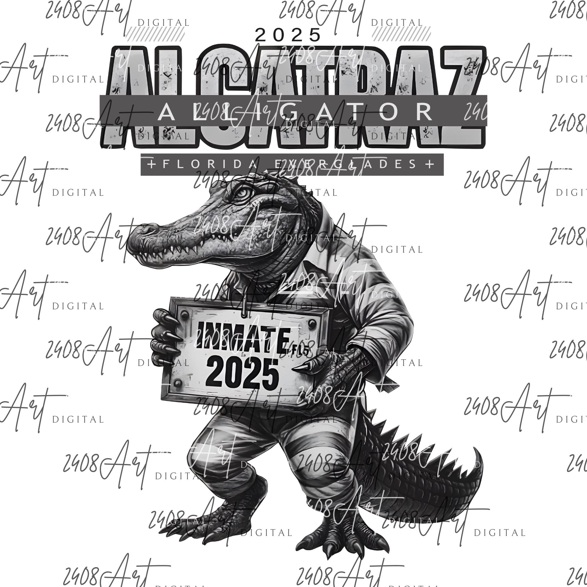 Vintage Meme Gator Prison PNG, Alligator Alcatraz Inmate 2025 Parody ...