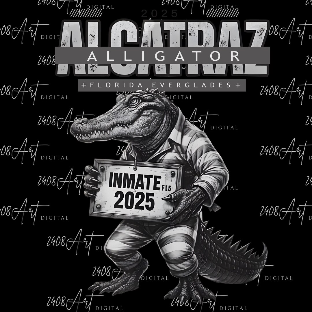 Vintage Meme Gator Prison PNG, Alligator Alcatraz Inmate 2025 Parody ...