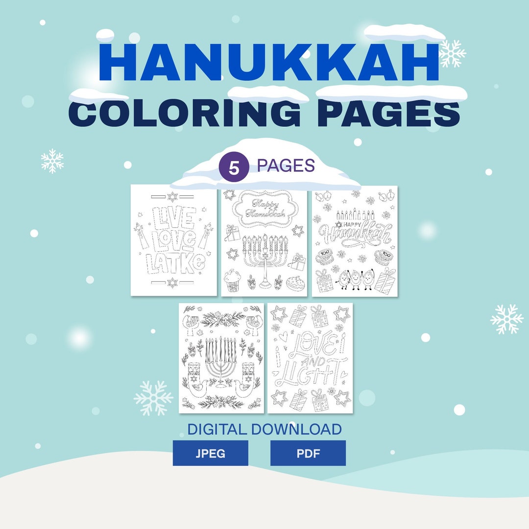 Hanukkah Coloring Pages : Printables Digital Download - Etsy