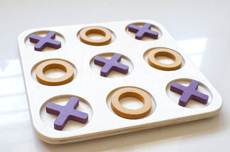 Wooden Noughts & Crosses Board Game Tic-tac-toe Birch - Etsy