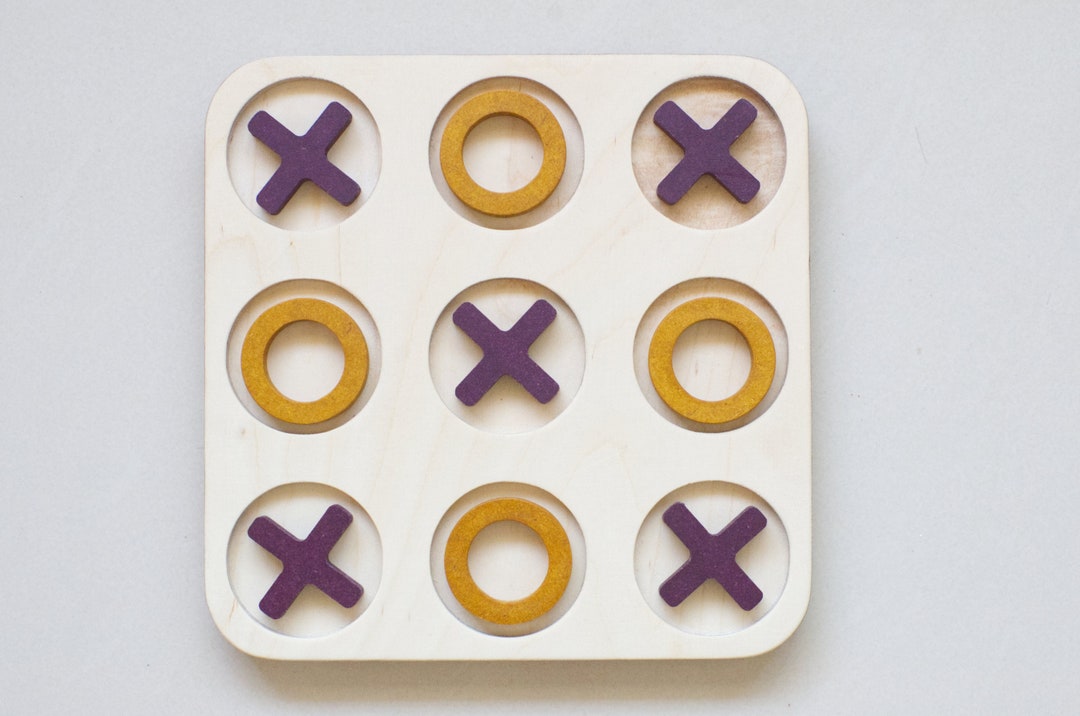 Wooden Noughts & Crosses Board Game Tic-tac-toe Birch - Etsy