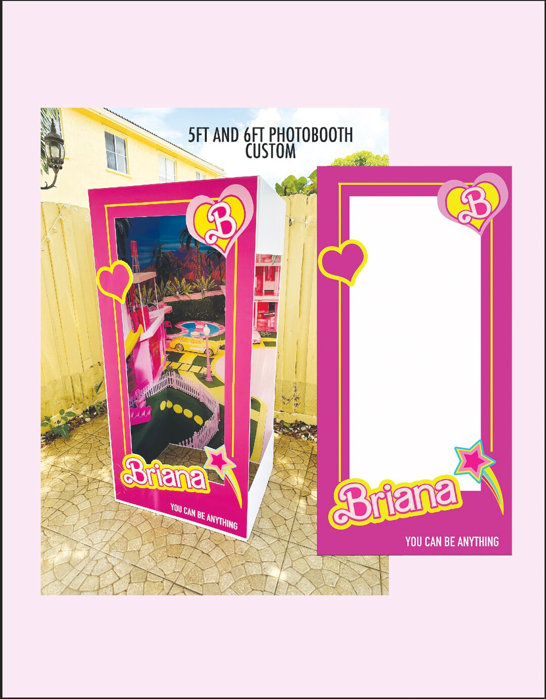 3ft, 4ft,5ft, 6ft Photo Booth, Custom Name, Cool Box, Popular Pink Doll ...