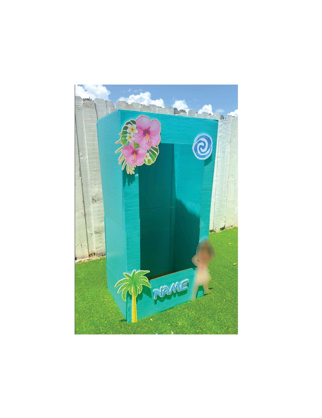 Moana Photo Booth, Birthday Photo Box, Silver Curtains Include ...