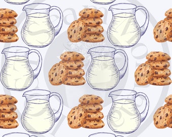 Milk and Cookies Seamless File, Milk and Cookies Surface Pattern - Etsy