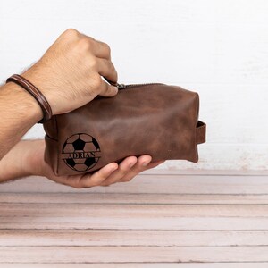 Football Team Dopp Kit, Football Coach Gift Leather Dopp Kit, Senior ...