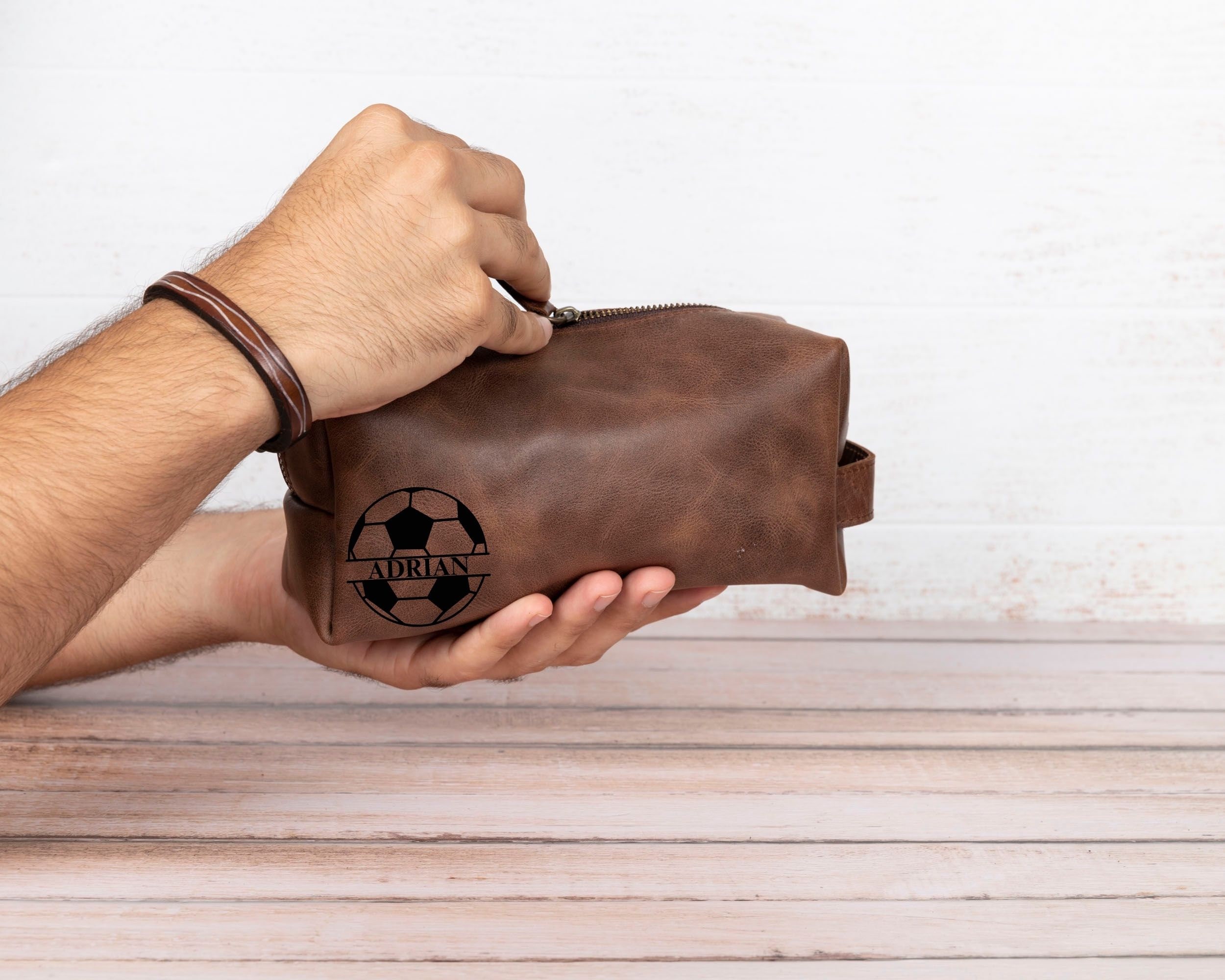 Football Team Dopp Kit, Football Coach Gift Leather Dopp Kit, Senior ...