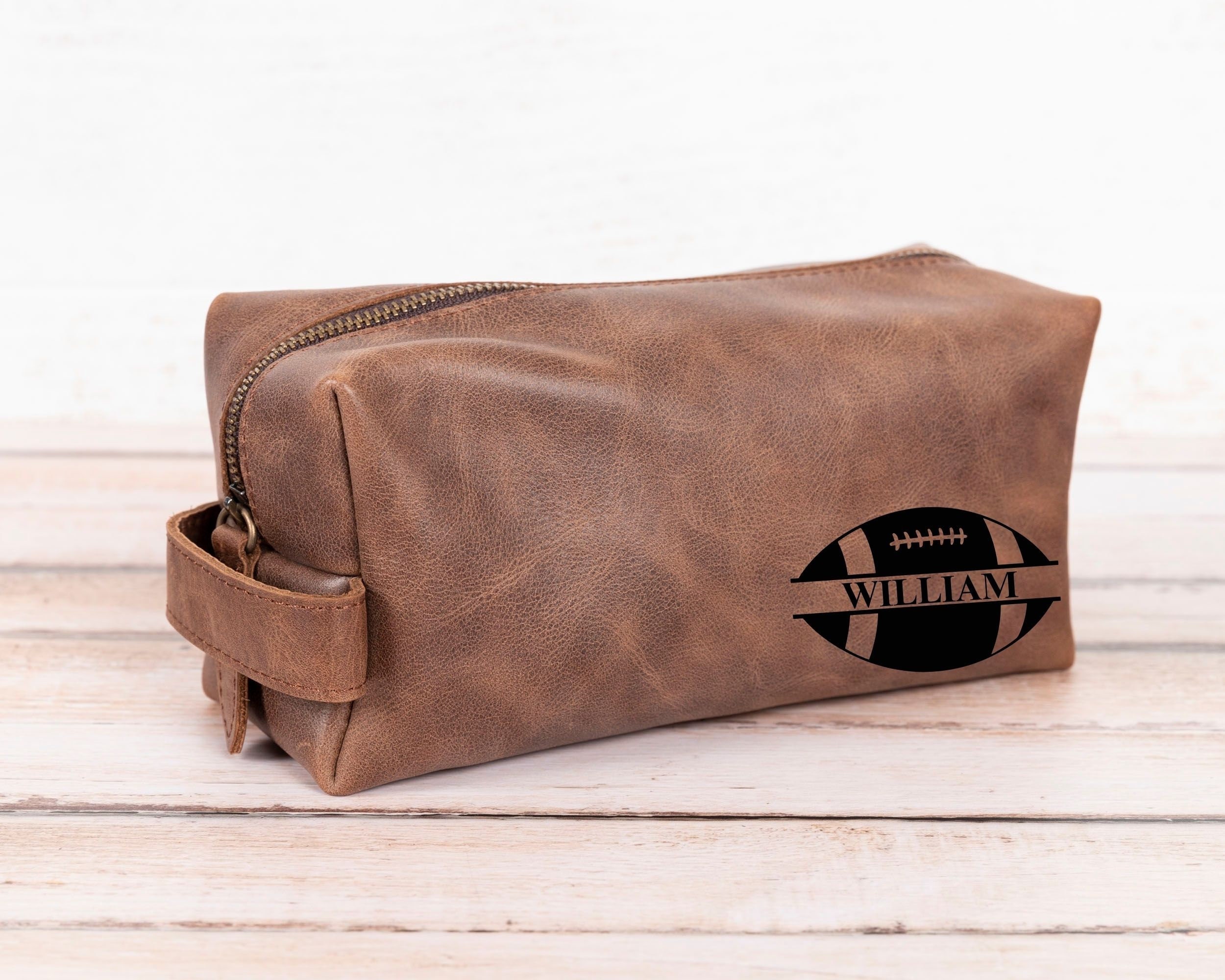 Football Team Dopp Kit, Football Coach Gift Leather Dopp Kit, Senior ...