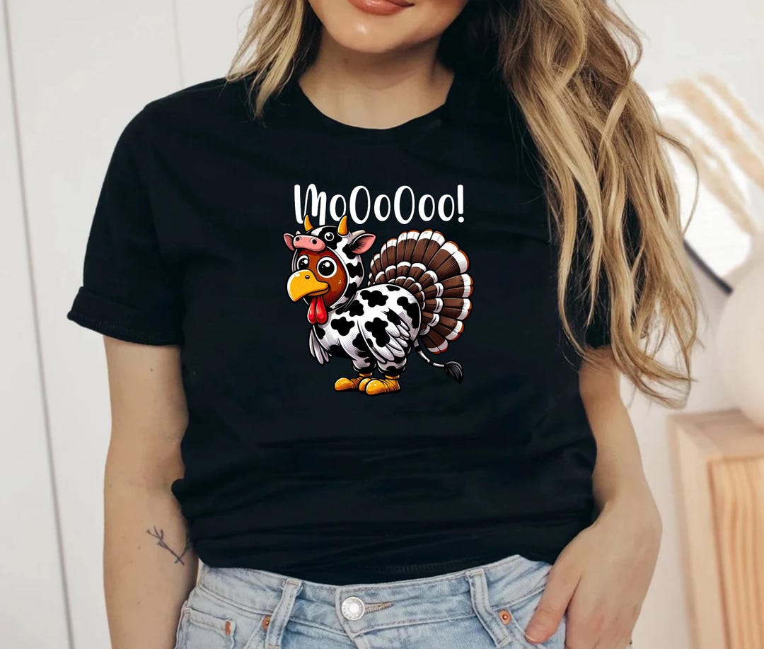 Funny Turkey Moo Shirt,fake Cow Funny Thanksgiving Shirts,thanksgiving ...
