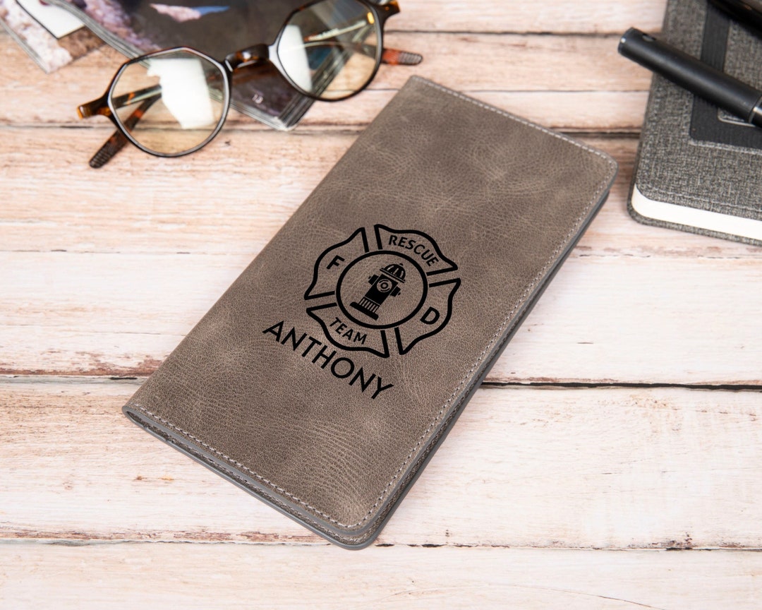 Personalized Firefighter Long ID Wallet, Personalized Leather Wallet ...