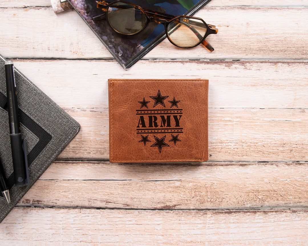 Personalized Bifold ID Wallet, US Army Wallet, Men's Leather Wallet ...