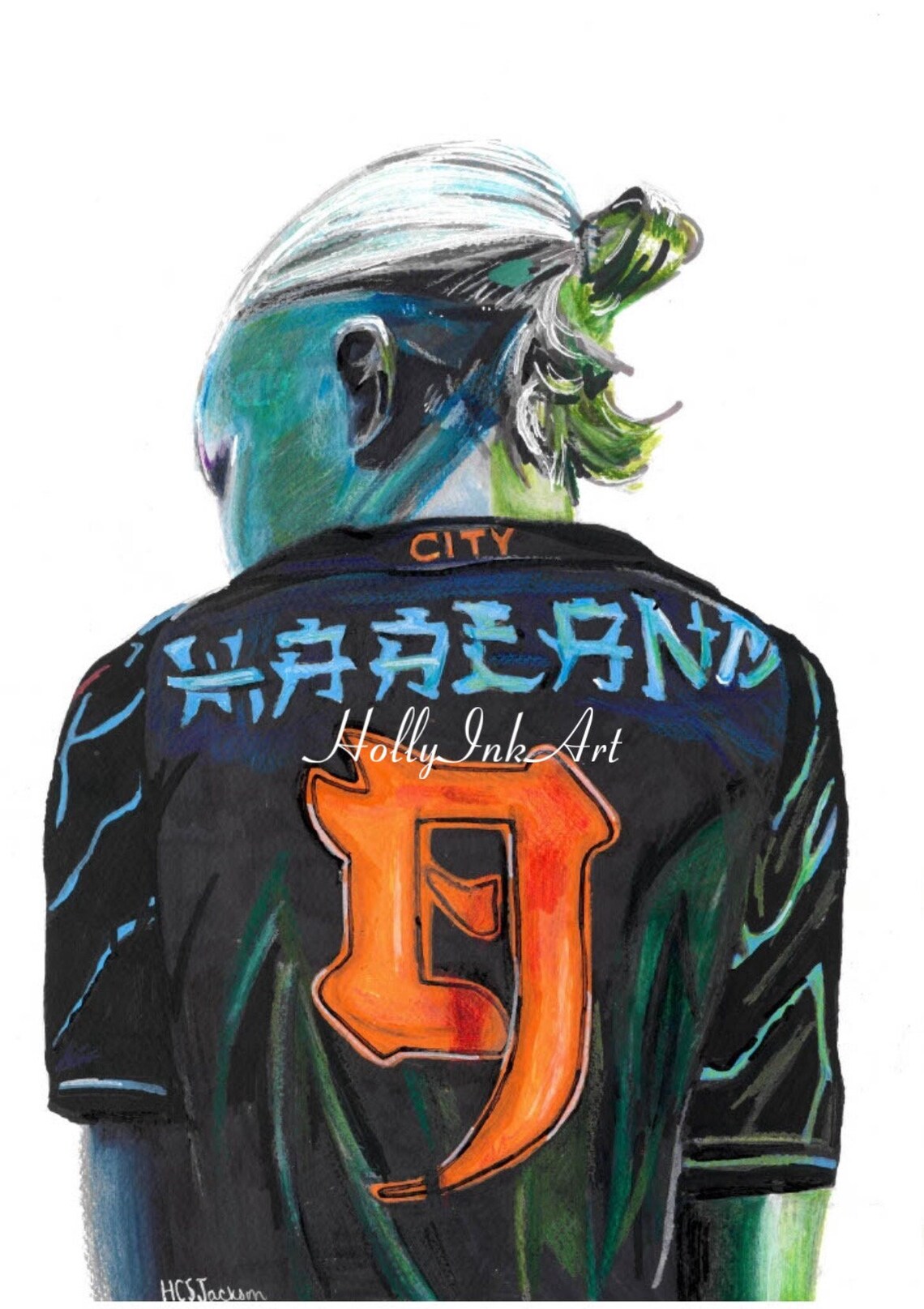 Erling Haaland Poster Digital Download Art Manchester City Coloured ...