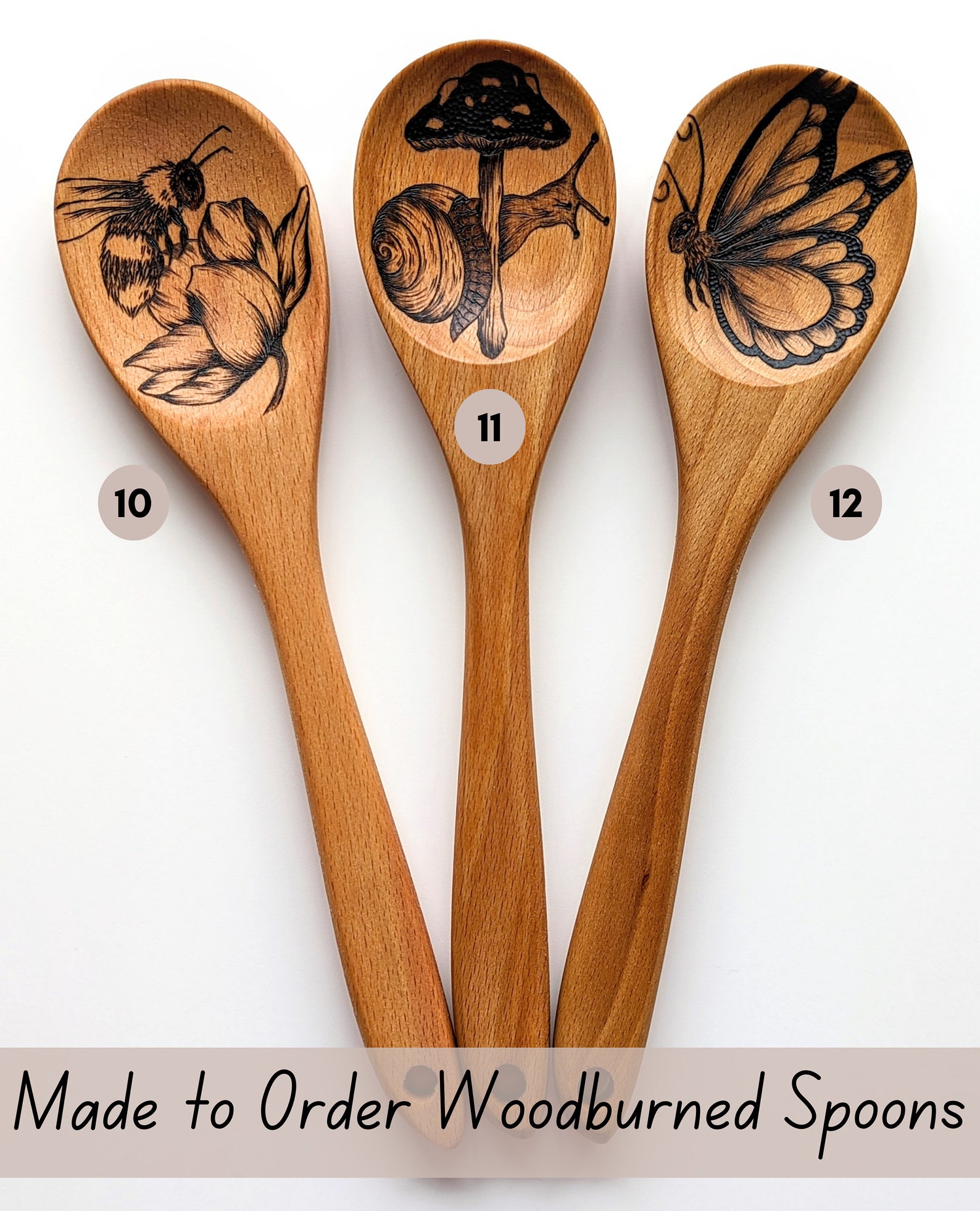 Woodburned Spoons Pyrography, Wood Spoon, Wooden Spoon, Kitchen Spoon ...