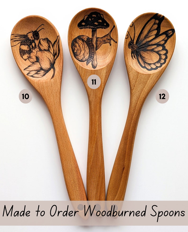 Woodburned Spoons Pyrography, Wood Spoon, Wooden Spoon, Kitchen Spoon ...