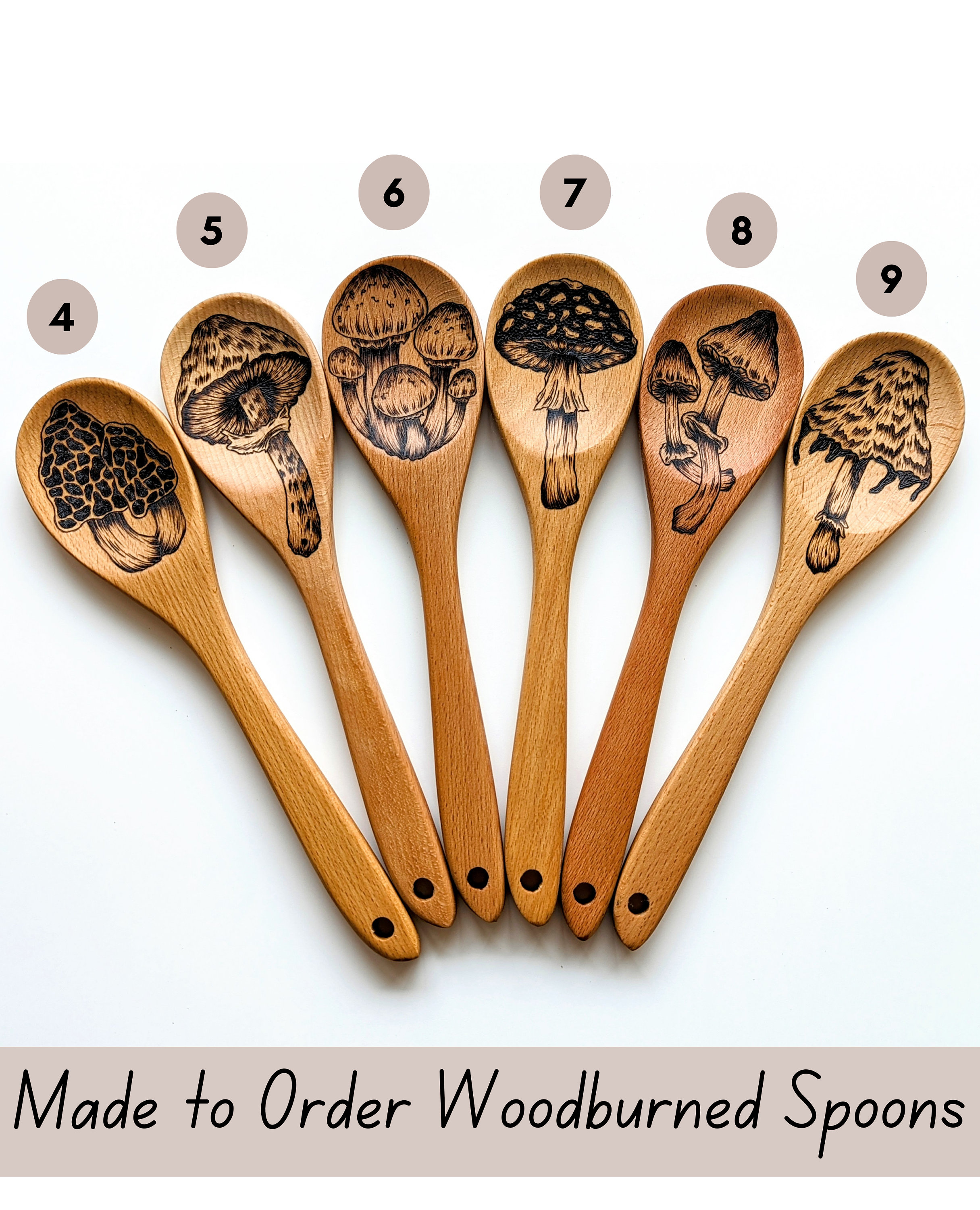 Woodburned Spoons Pyrography, Wood Spoon, Wooden Spoon, Kitchen Spoon ...