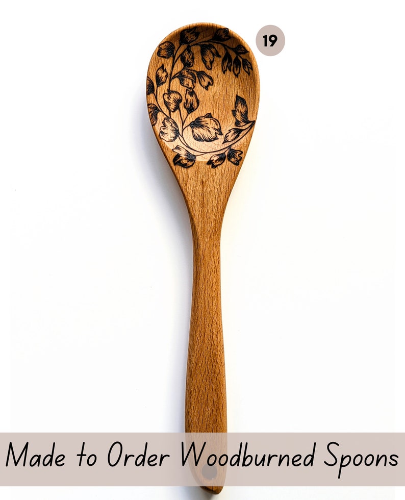 Woodburned Spoons Pyrography, Wood Spoon, Wooden Spoon, Kitchen Spoon ...