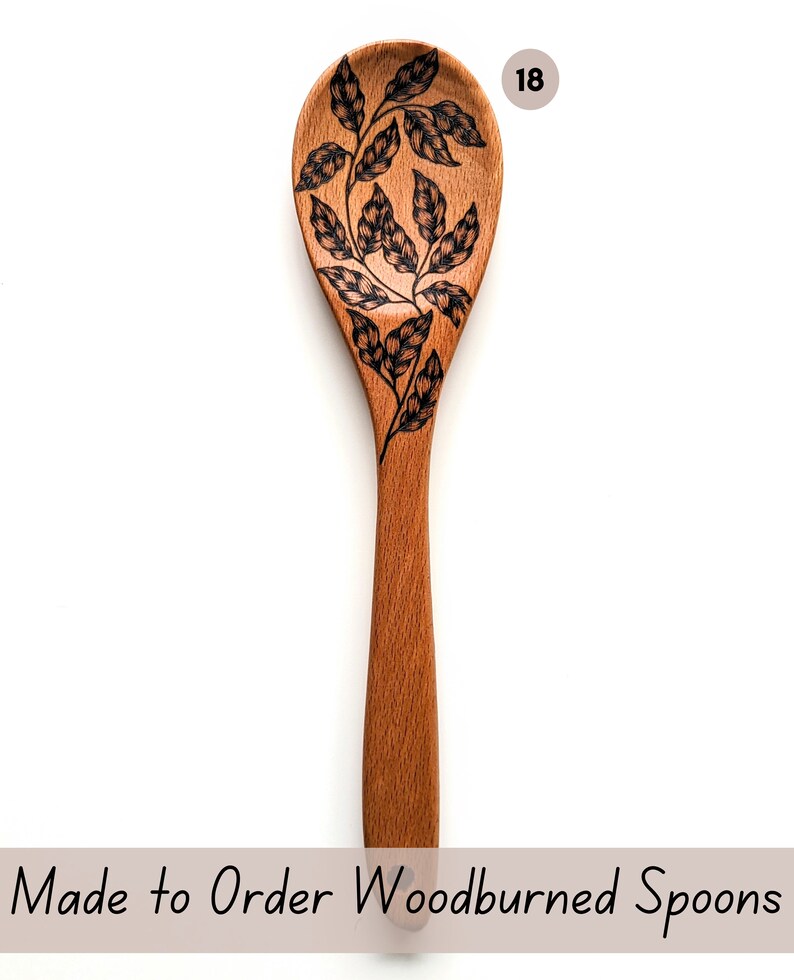 Woodburned Spoons Pyrography, Wood Spoon, Wooden Spoon, Kitchen Spoon ...