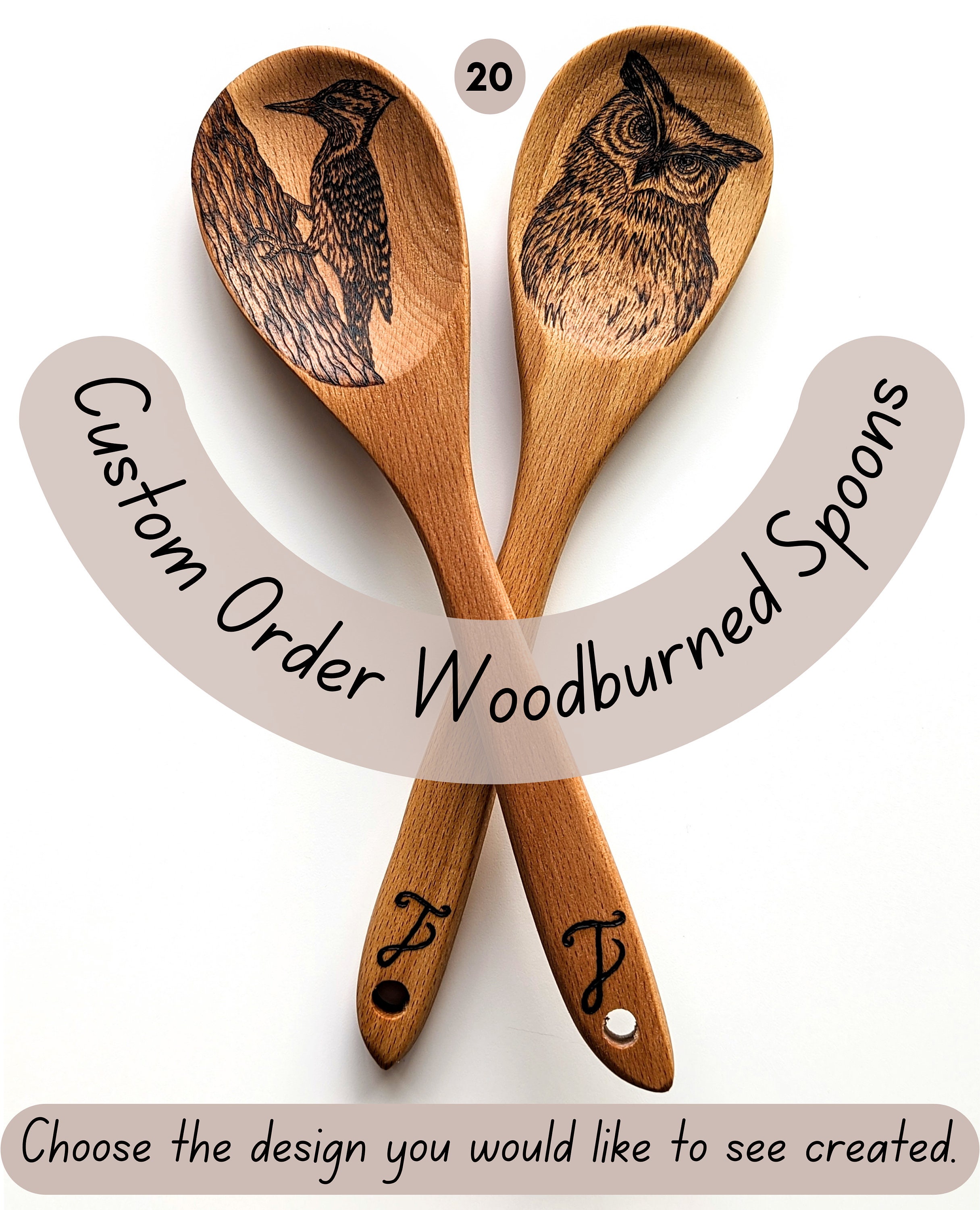 Woodburned Spoons Pyrography, Wood Spoon, Wooden Spoon, Kitchen Spoon ...