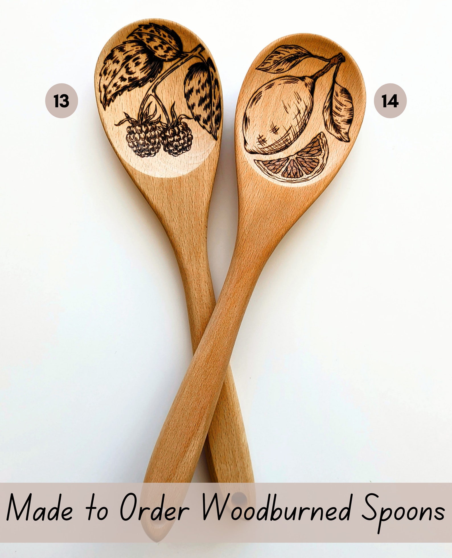 Woodburned Spoons Pyrography, Wood Spoon, Wooden Spoon, Kitchen Spoon ...