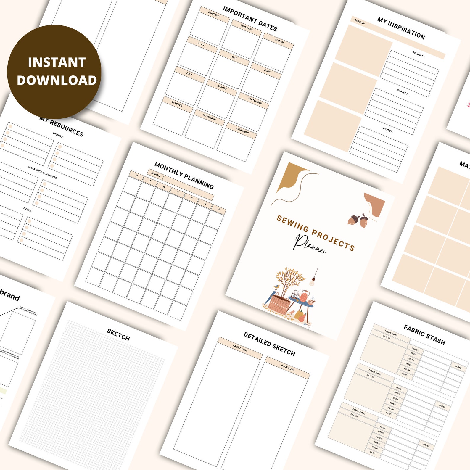 Editable Sewing Project Planner Printable Sewing Project Planner