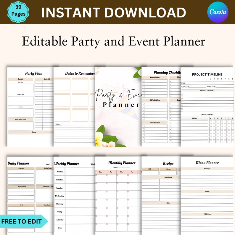 Printable Event Planner | Party Planner | Birthday Party Organizer ...