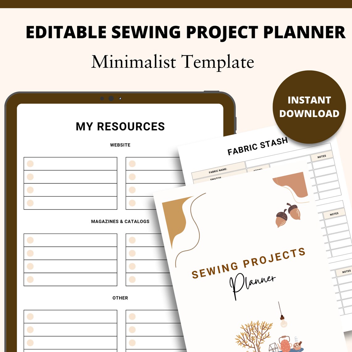 Editable Sewing Project Planner Printable Sewing Project Planner