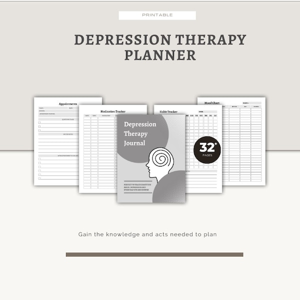 Depression Mental Health Journal Mood Tracker Therapy Worksheet Cbt ...