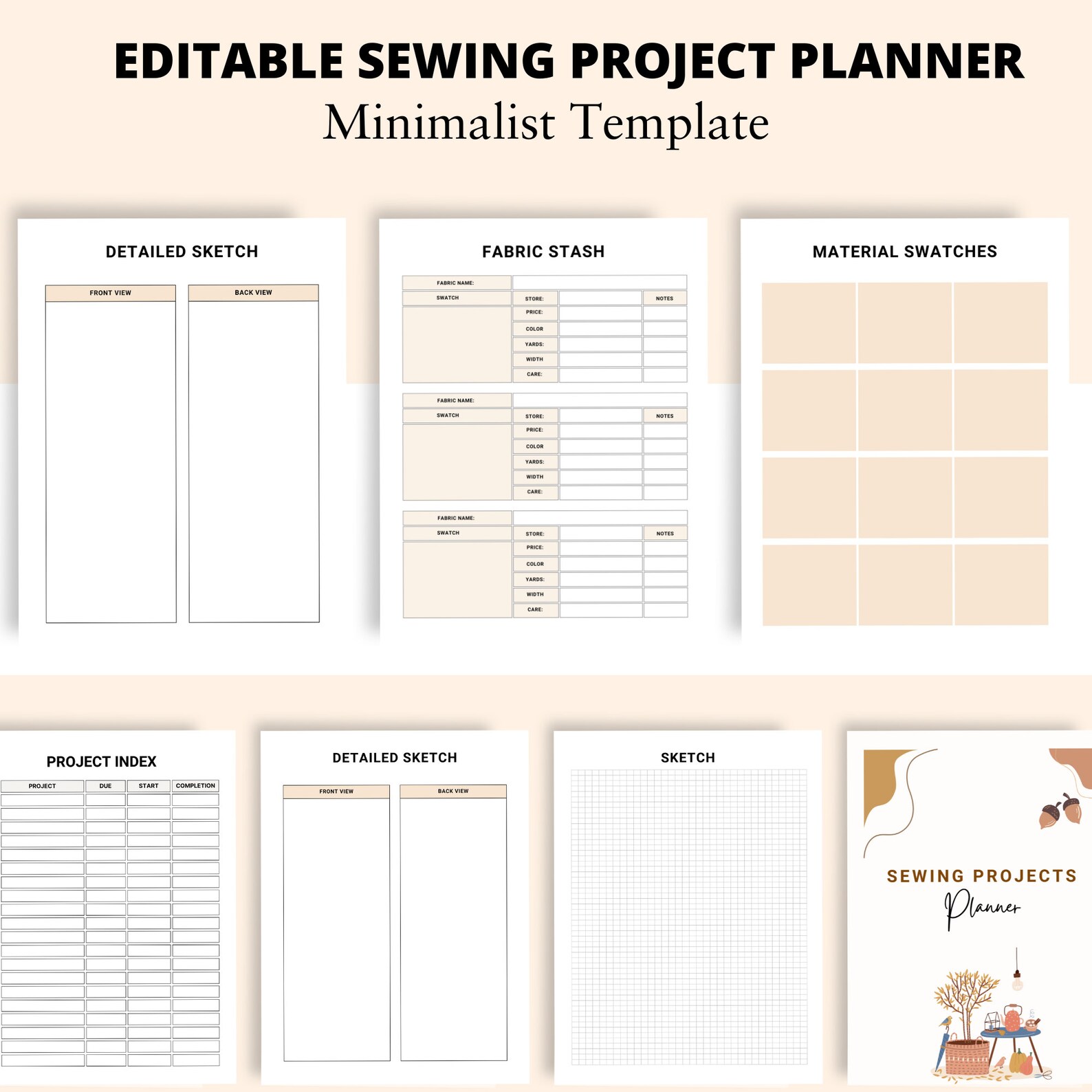 Editable Sewing Project Planner, Printable Sewing Project Planner ...