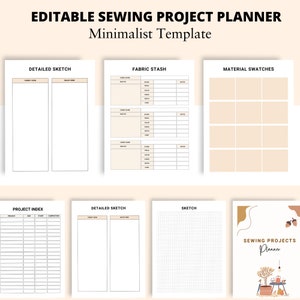 Editable Sewing Project Planner, Printable Sewing Project Planner ...