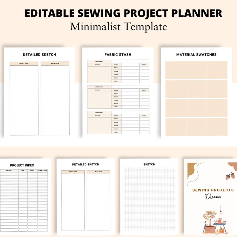 Editable Sewing Project Planner, Printable Sewing Project Planner ...