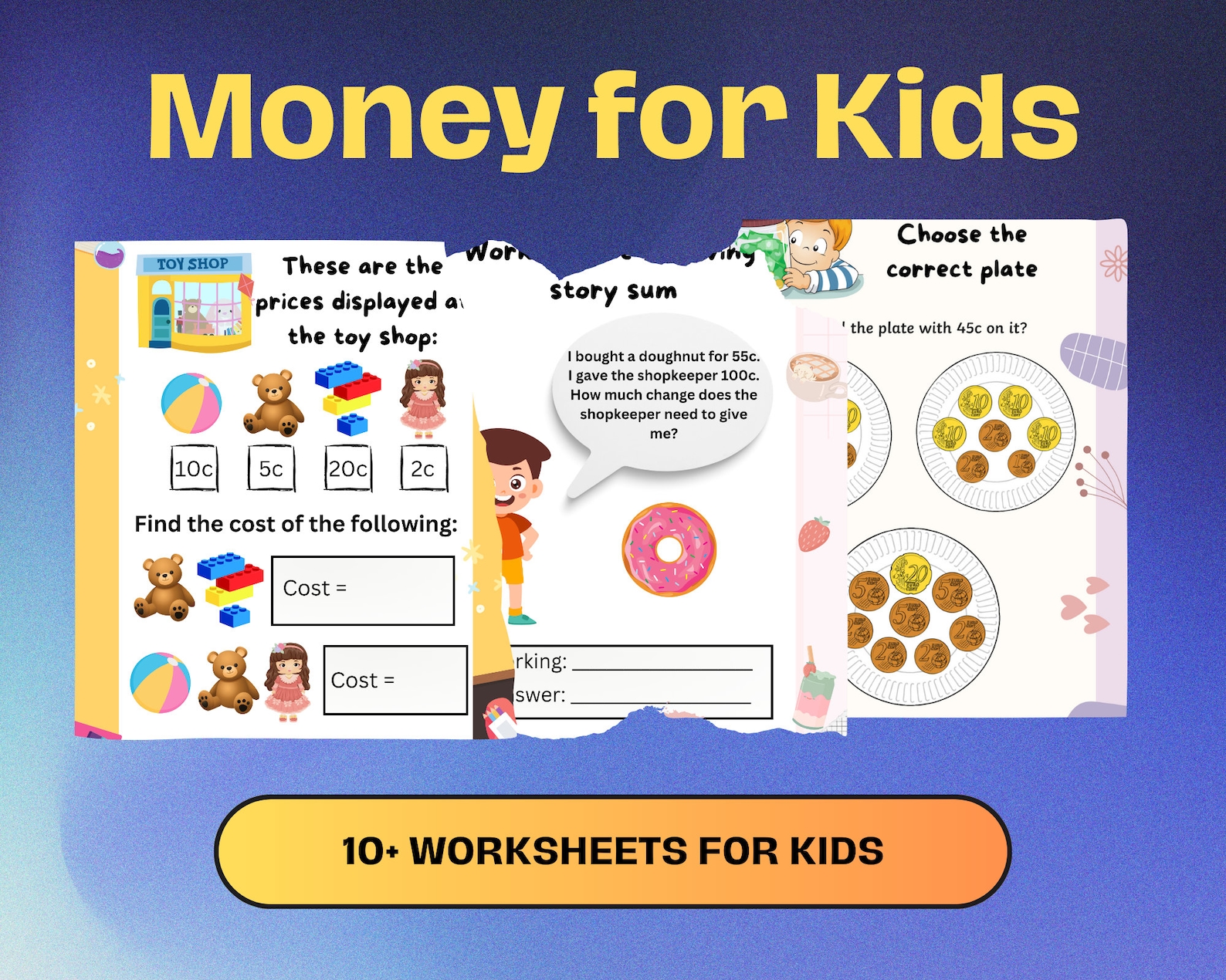 Counting Money Worksheets for Kids - Bundle of 10+ Printable Math Money ...