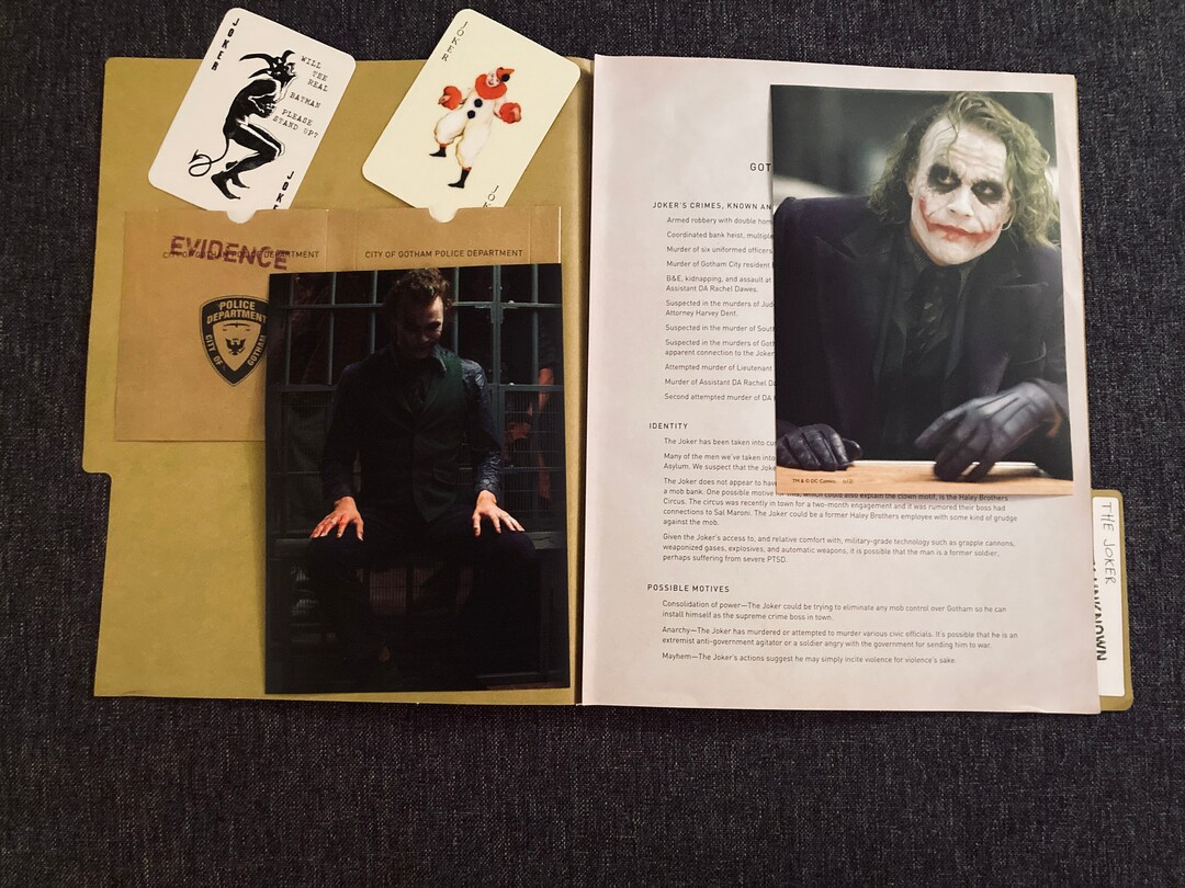 Batman Begins the Joker Gotham Police File Top Secret Joker Movie Prop ...