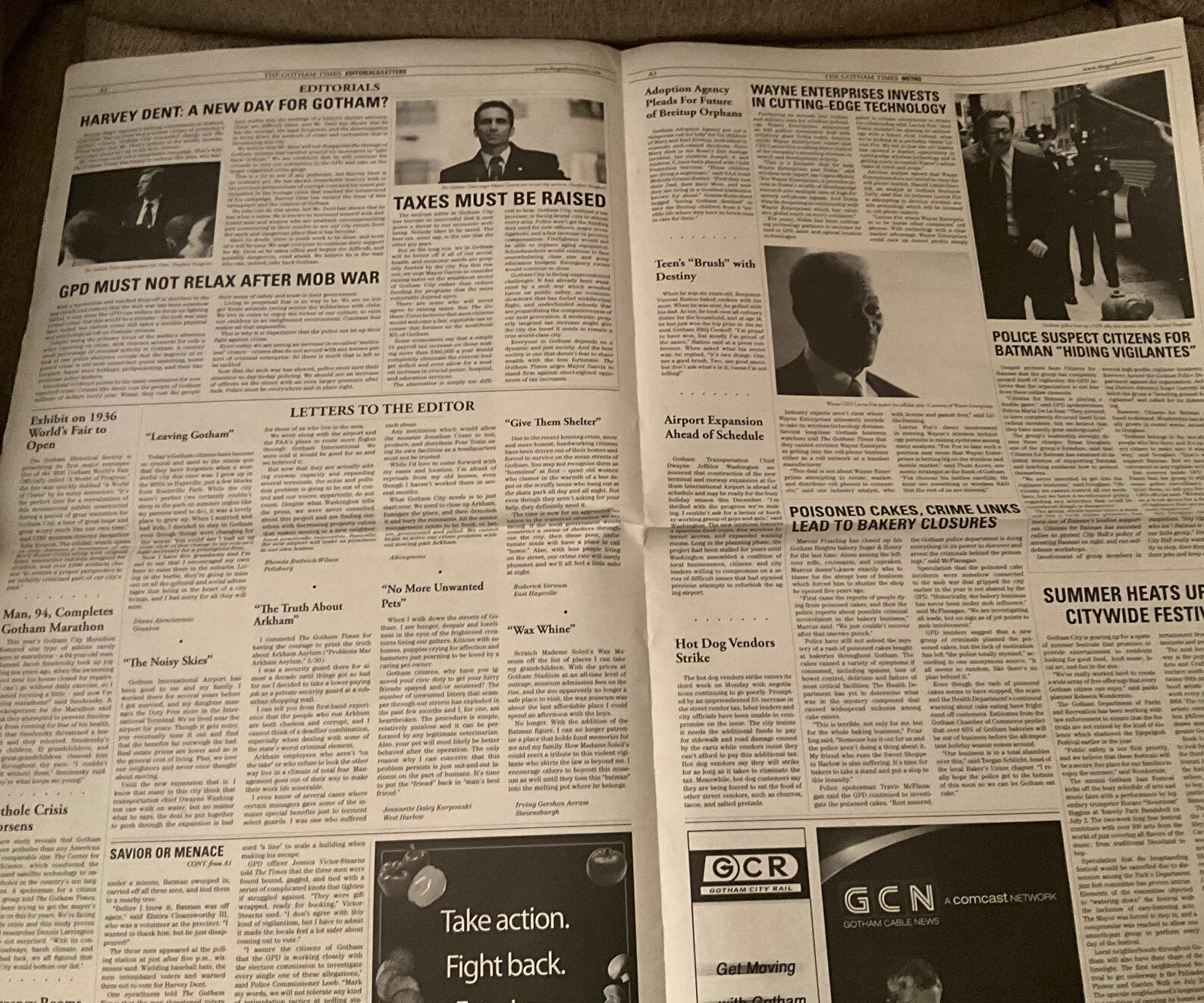 Batman Begins Gotham Times Newspaper Full Sized Opens up Screen ...