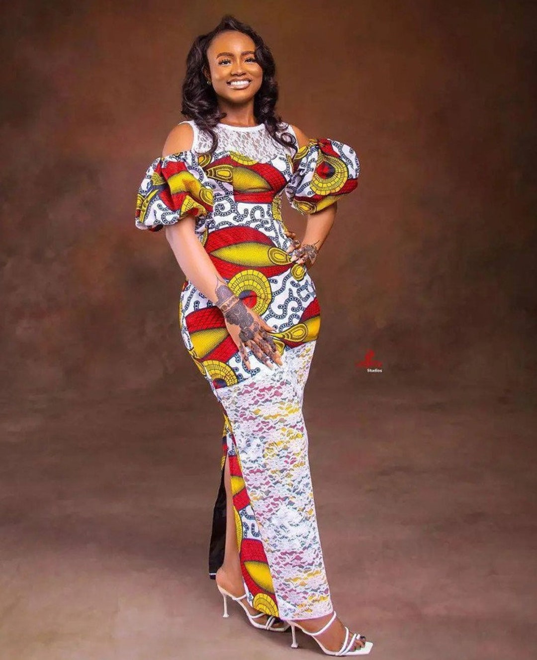 Ankara Straight Gown With Puff Sleeve, African Clothing, Ankara Gown ...
