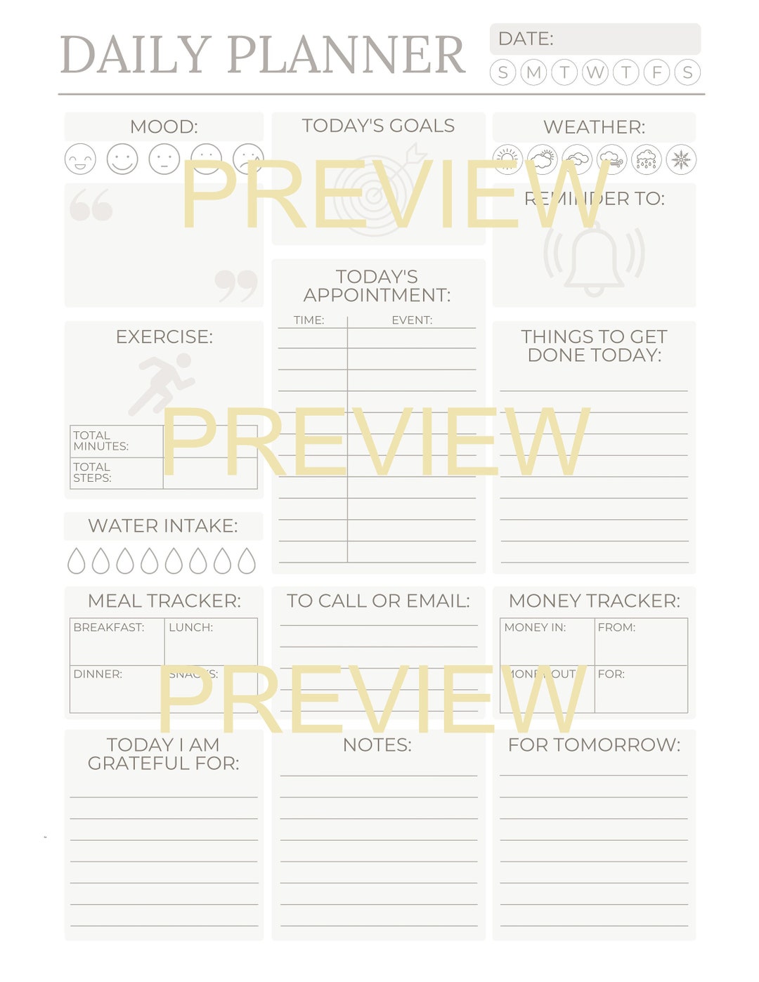 Elegant, Customizable, Printable Daily Planner - Etsy