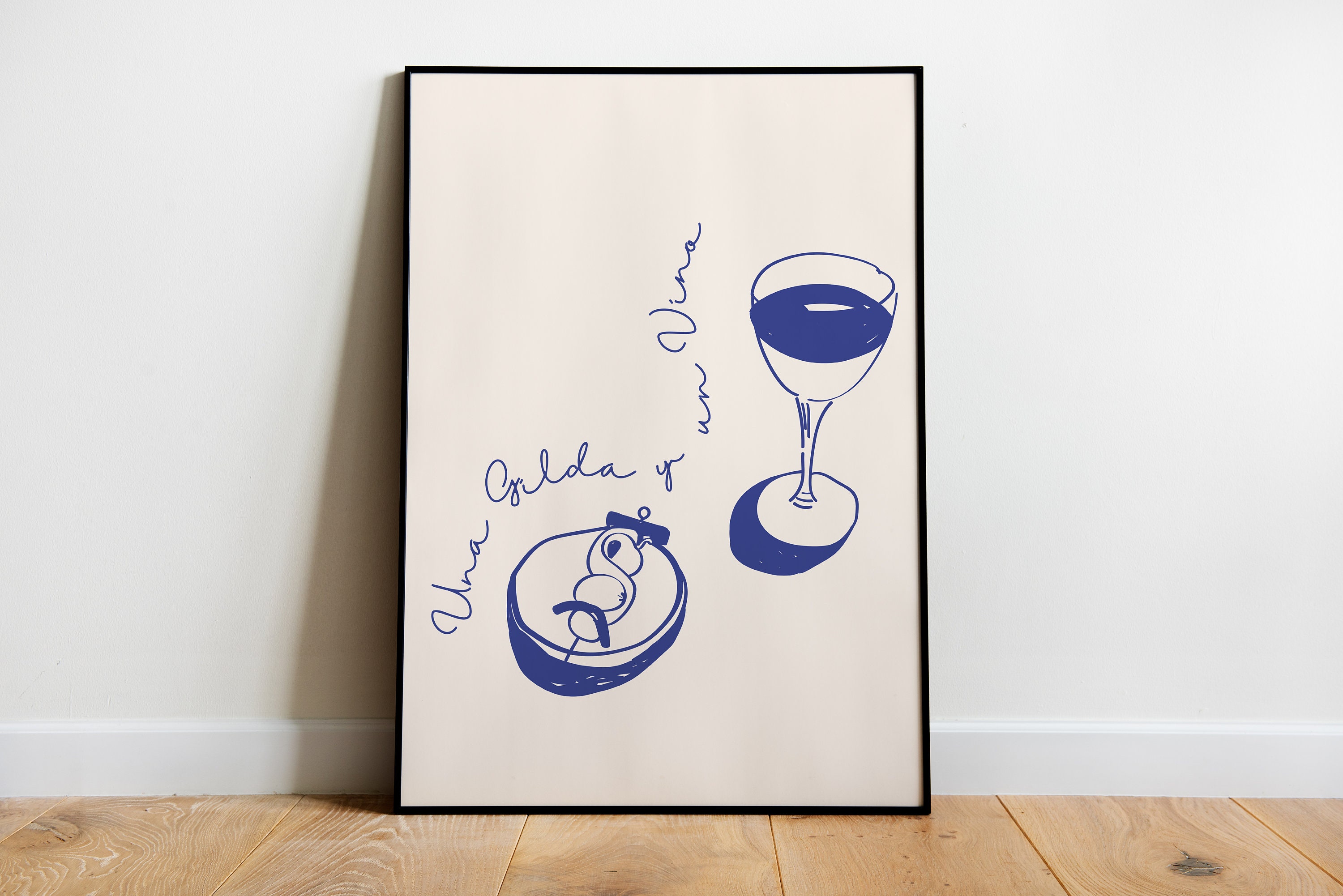 Un Vino Y Una Gilda / Food Art Print / Kitchen Art / Living Room Art ...