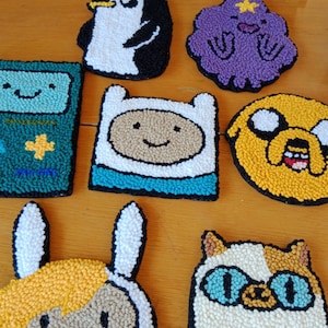 Adventure Time Punch Needle Coaster Set: Handmade Cartoon Mug Rugs - Etsy