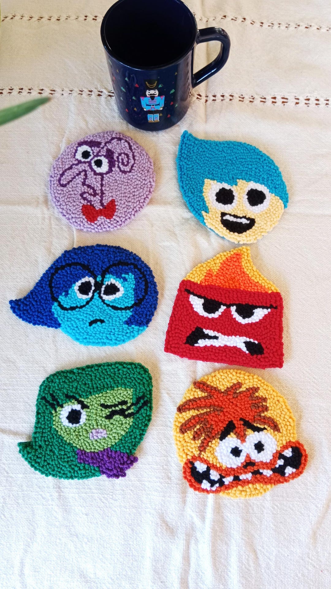 Inside Out Emotions Punch Needle Coasters: Pixar Fan Gift - Etsy