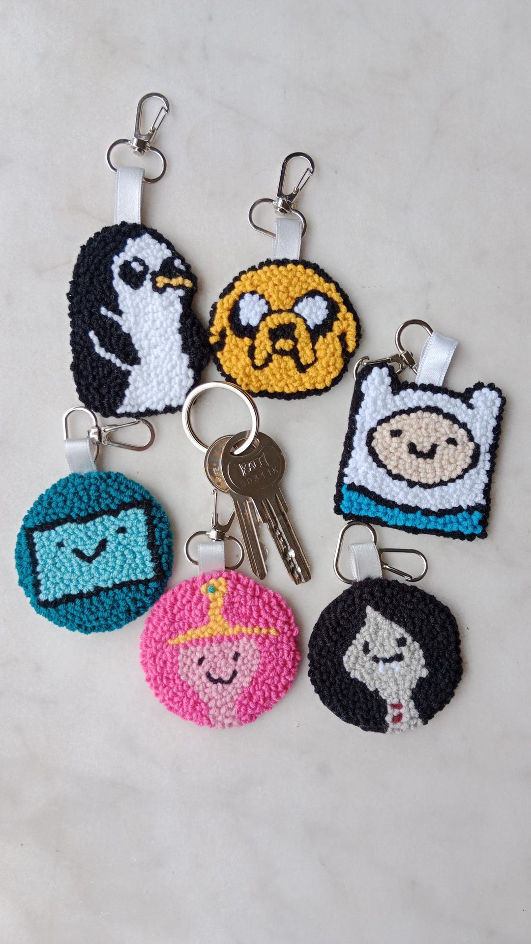 Handmade Adventure Time Keychains: Finn, Jake, BMO, Gunter - Etsy